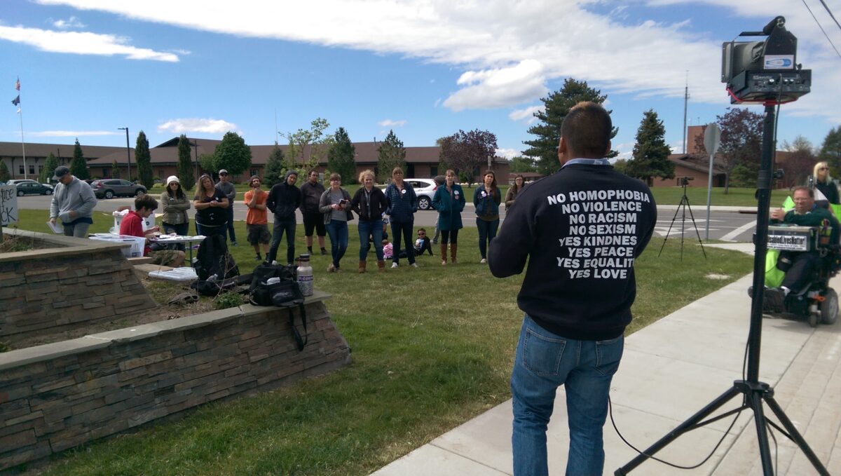 In front of Roy Police Department, protesters speak against police use ...